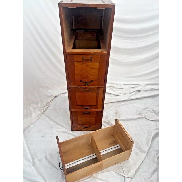 1920s Antique Oak File Cabinet With Four Drawers Yawman and Erbe Mfg Co ...
