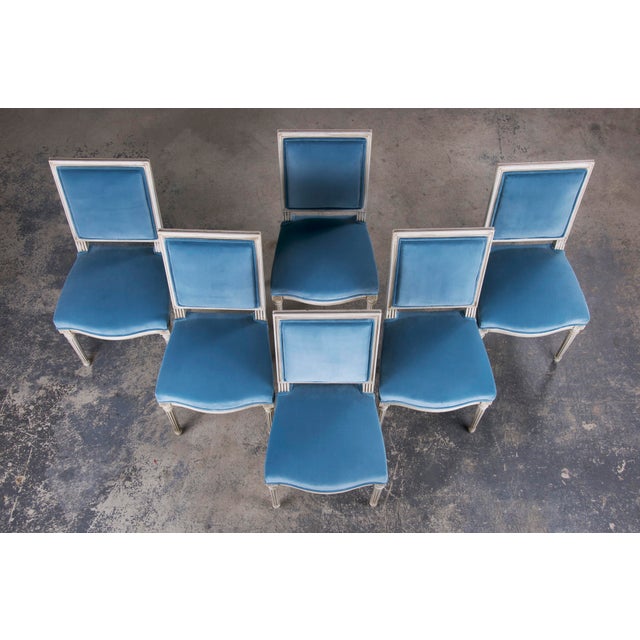 Antique French Louis XVI Style Painted Square Back Dining Chairs W ...