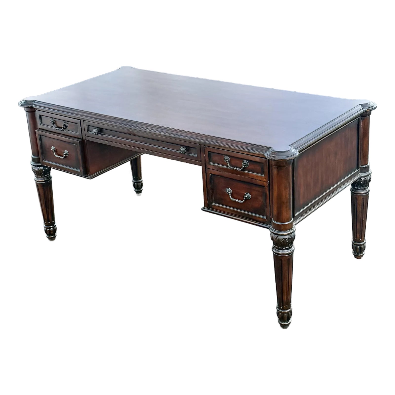 Ethan Allen Sheraton Style Executive Desk | Chairish