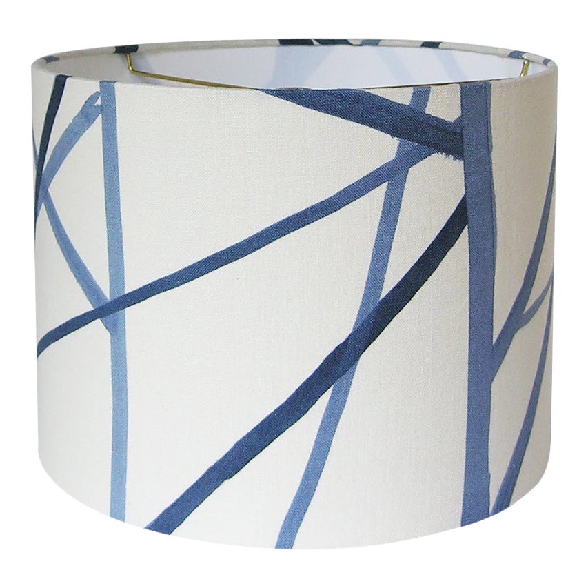Blue Channels Drum Lamp Shade 14x11 | Chairish