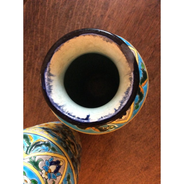 19th Century French Enameled Longwy Vases - a Pair | Chairish