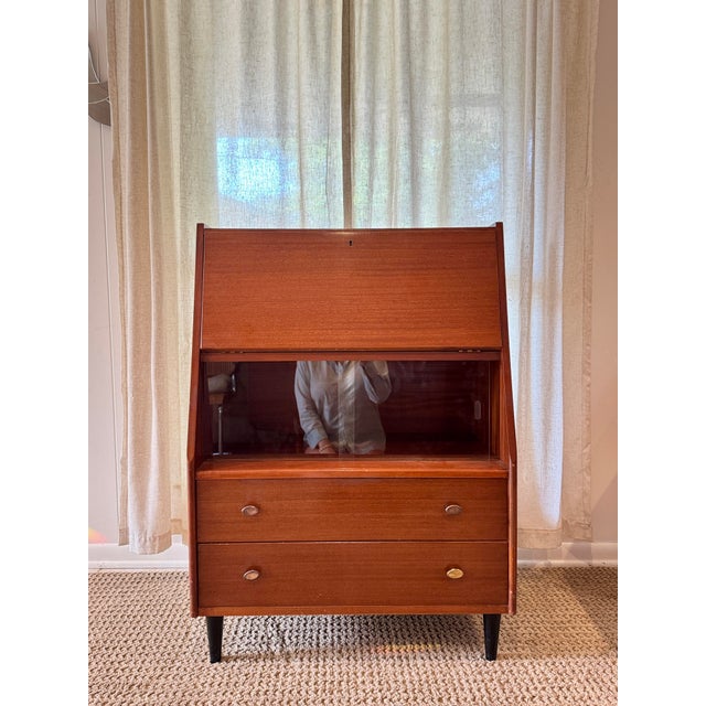 Mid Century Modern Drop Front Bureau Made by Lebus, Circa 1960s. | Chairish