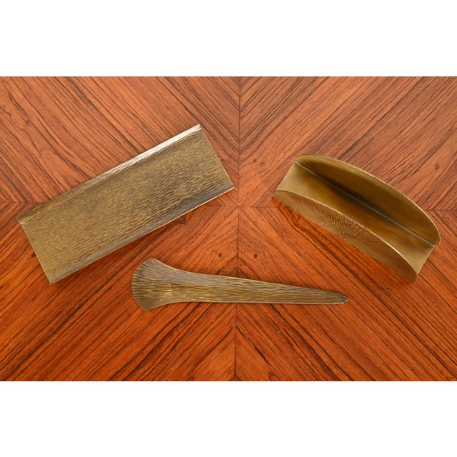 Roycroft Arts & Crafts Hammered Brass Desk Accessory Set | Chairish