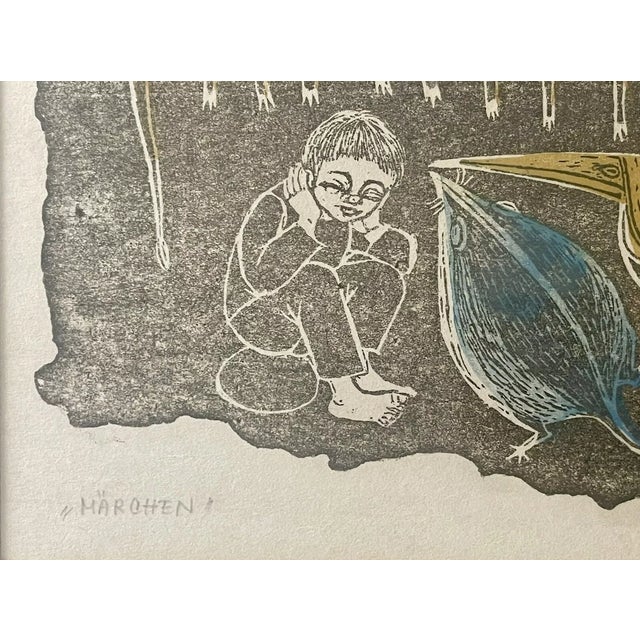 1960s Mid Century Modernist Graphic Art Hand Colored Print Signed Helen ...