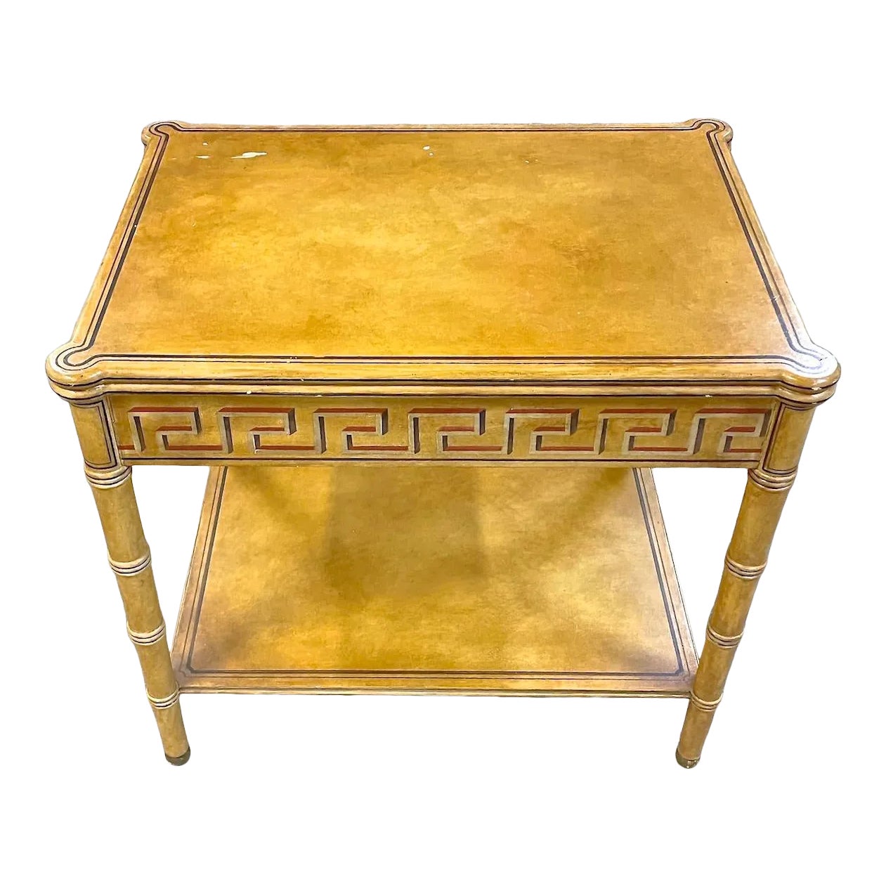 Vintage Greek Key Painted Side Table | Chairish