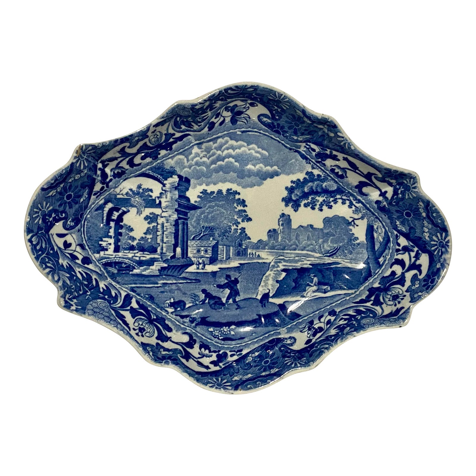 English China Copeland Spode Blue Italian Scalloped Dish, Early 20th ...