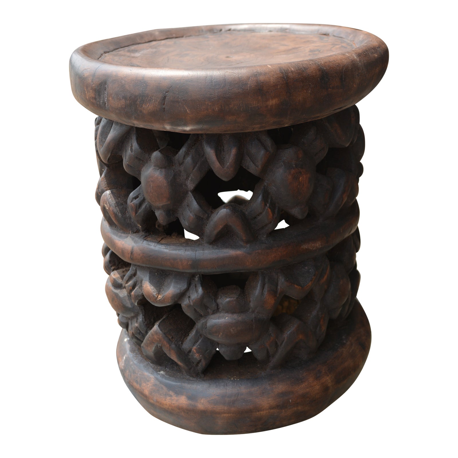 1950s African Carved Dark Wooden Bamileke Stool Work Table Cameroon ...
