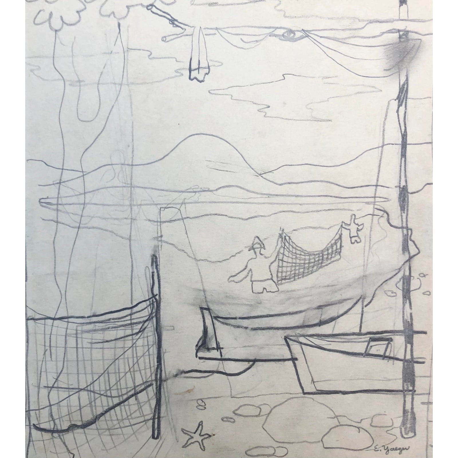 1930s Edgar Yaeger Beach Scene | Chairish