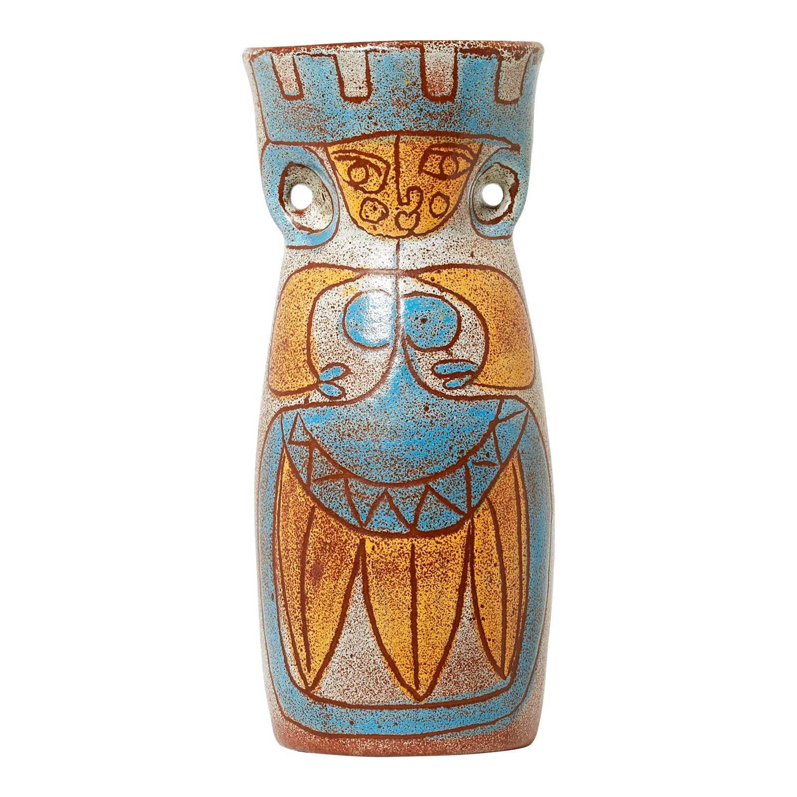 Mid Century Large French Accolay Ceramic Totem Vase 1950s | Chairish
