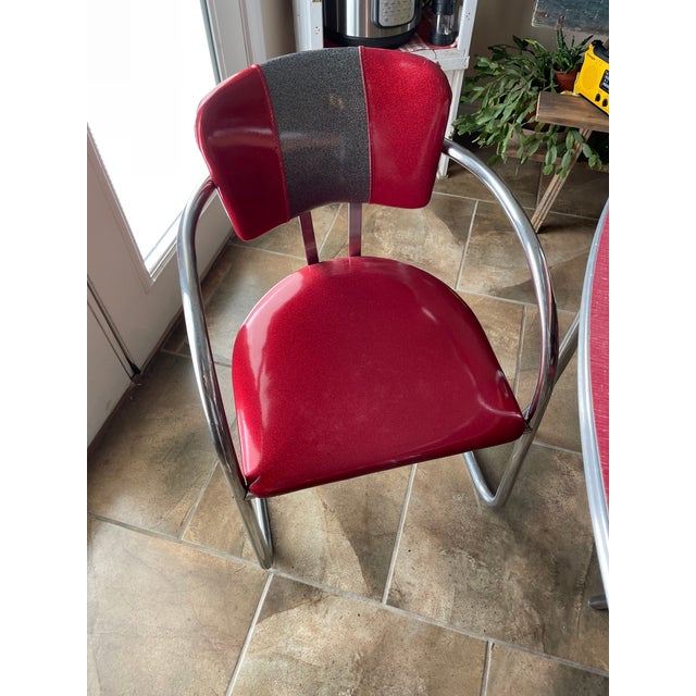 1950s Red Dining Table & 5 Chairs | Chairish
