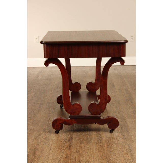 Antique American Empire Style One Drawer Mahogany Library Table Desk ...