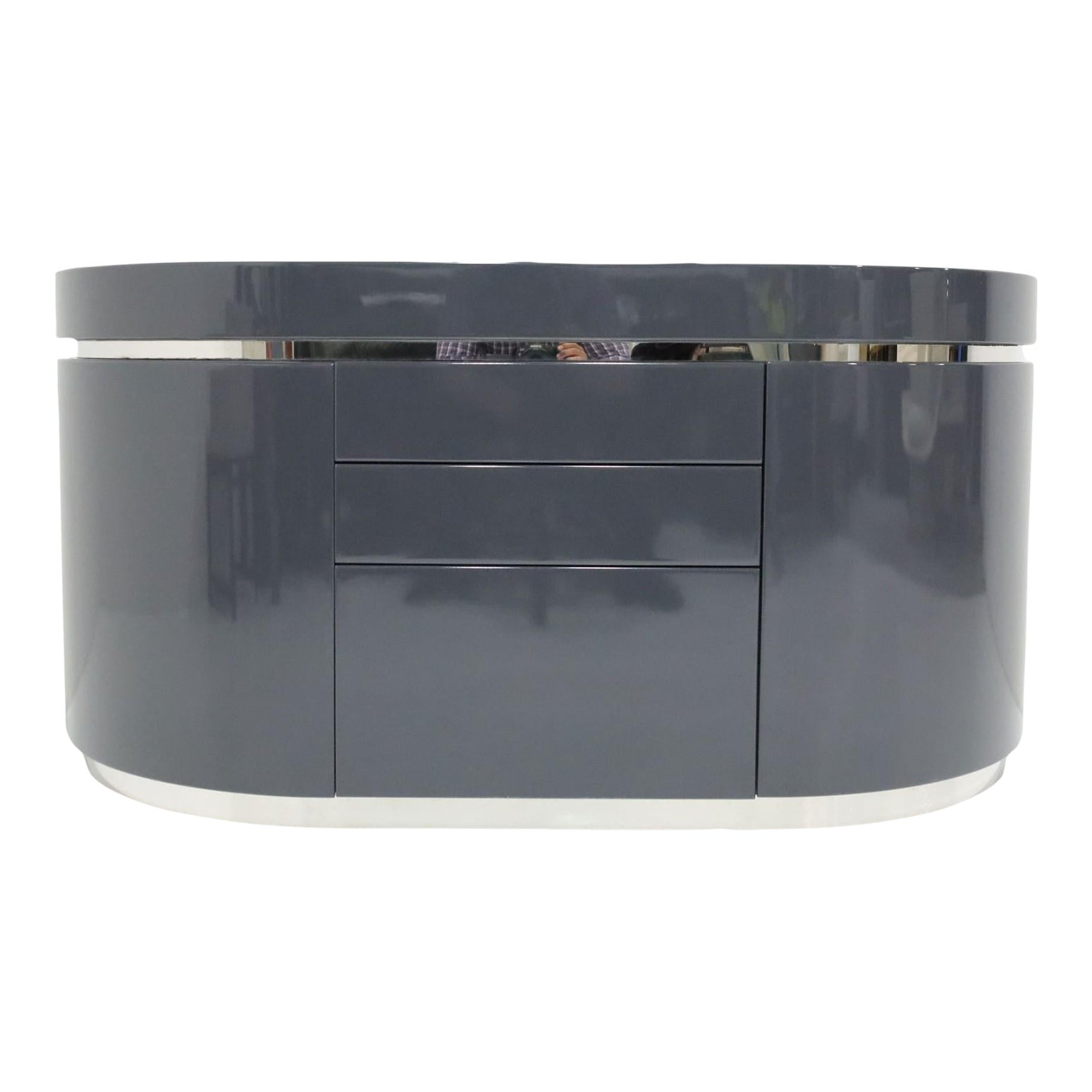 Mid 20th Century "Ponte" Credenza in High-Gloss Blue/Gray Lacquer ...