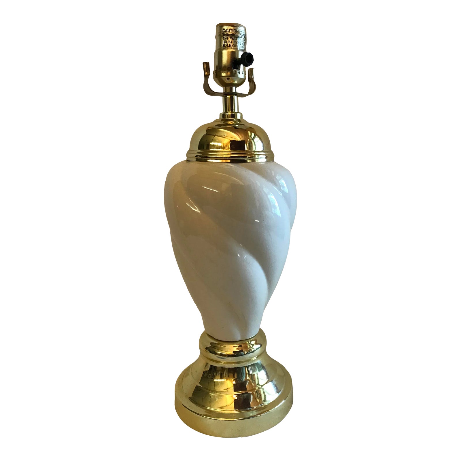 Vintage Cream Swirl Table Lamp | Chairish