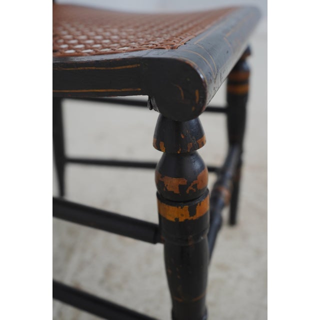 Set of 6 Hitchcock Antique Black & Gold Cane Seat Side Chairs | Chairish