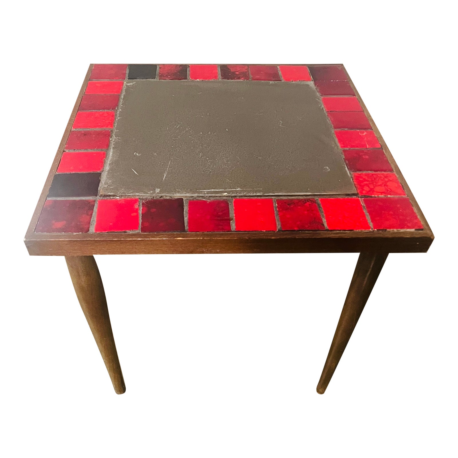 Mid Century Side Table With Tiles | Chairish