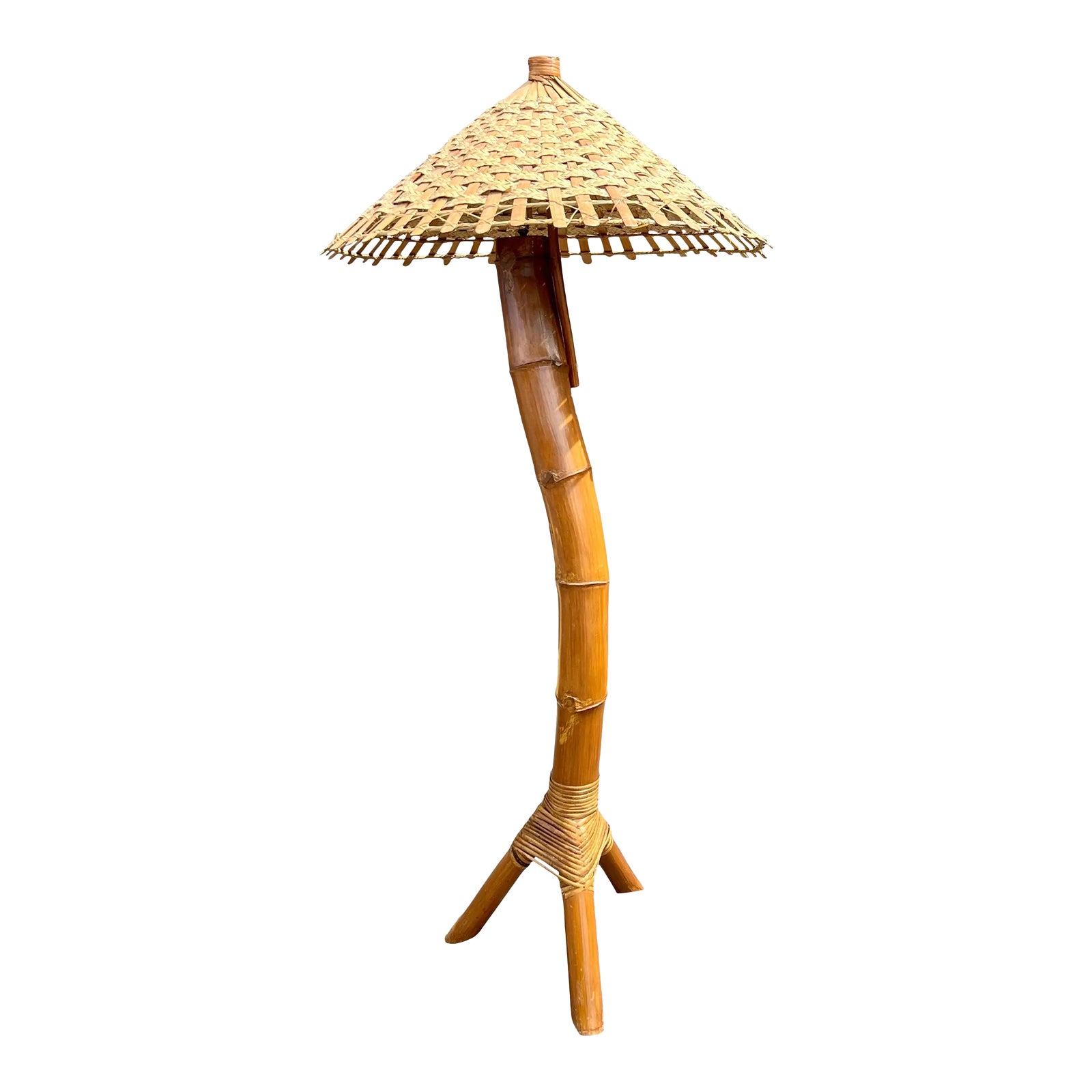 1970s Monumental Coastal Bamboo Floor Lamp | Chairish