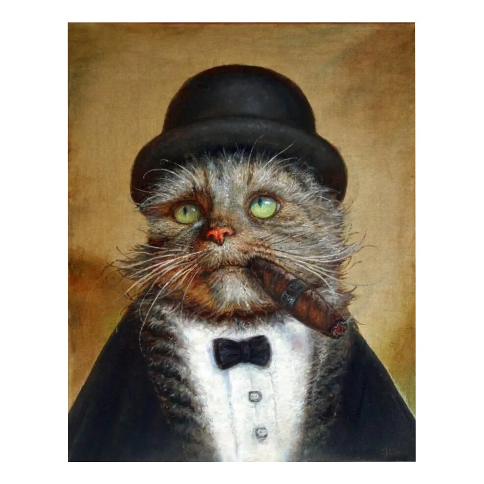 Igor Maikov, Golden Cat, 2023, Oil on Canvas | Chairish