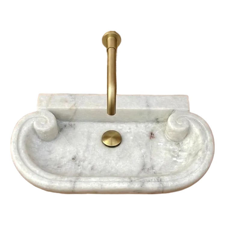 Marble Wall Mount Sink - Contemporary Farmhouse Homes | Chairish