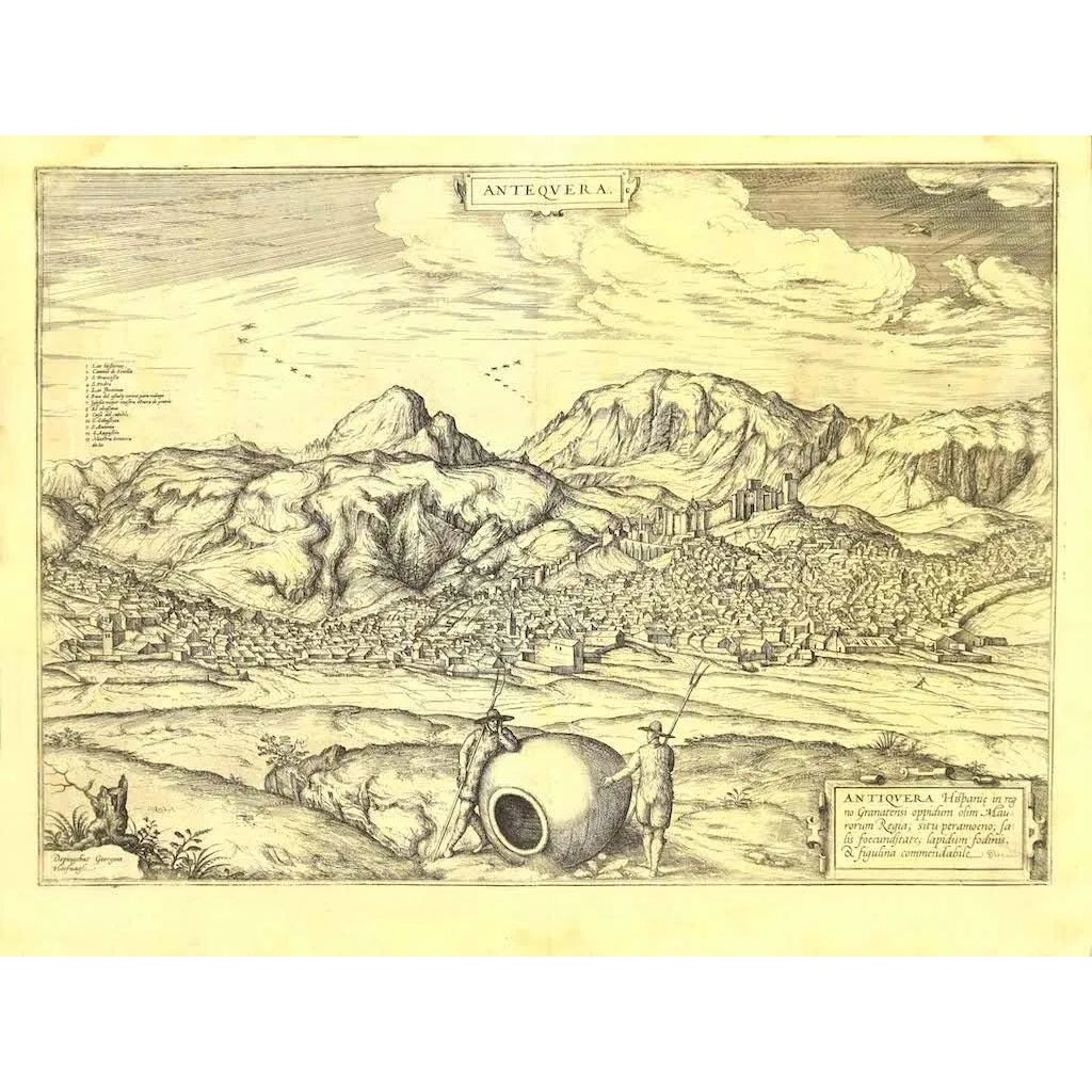 George Braun - View of Antequera - Etching - Late 16th Century | Chairish