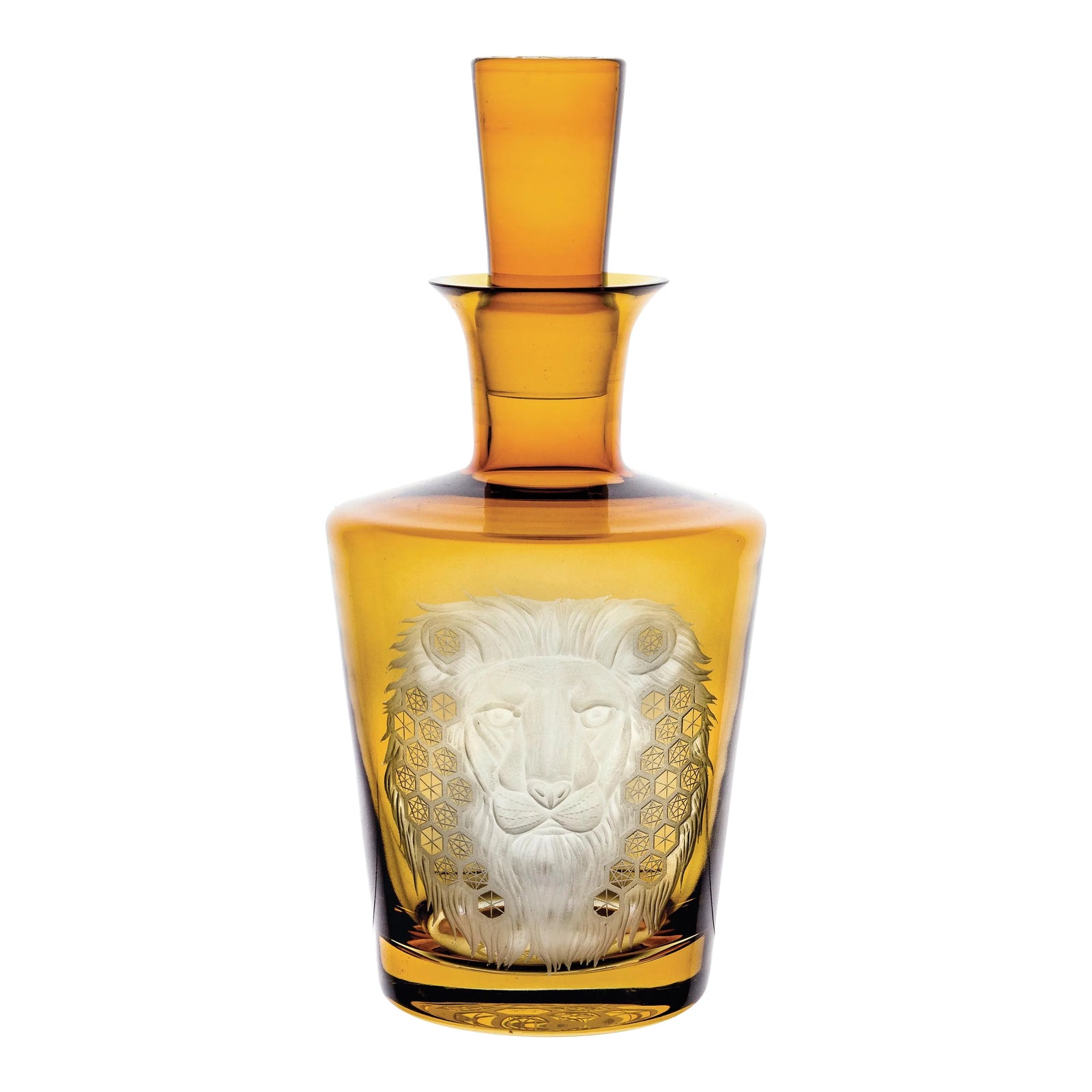 African Safari Decanter, Amber, Lion | Chairish