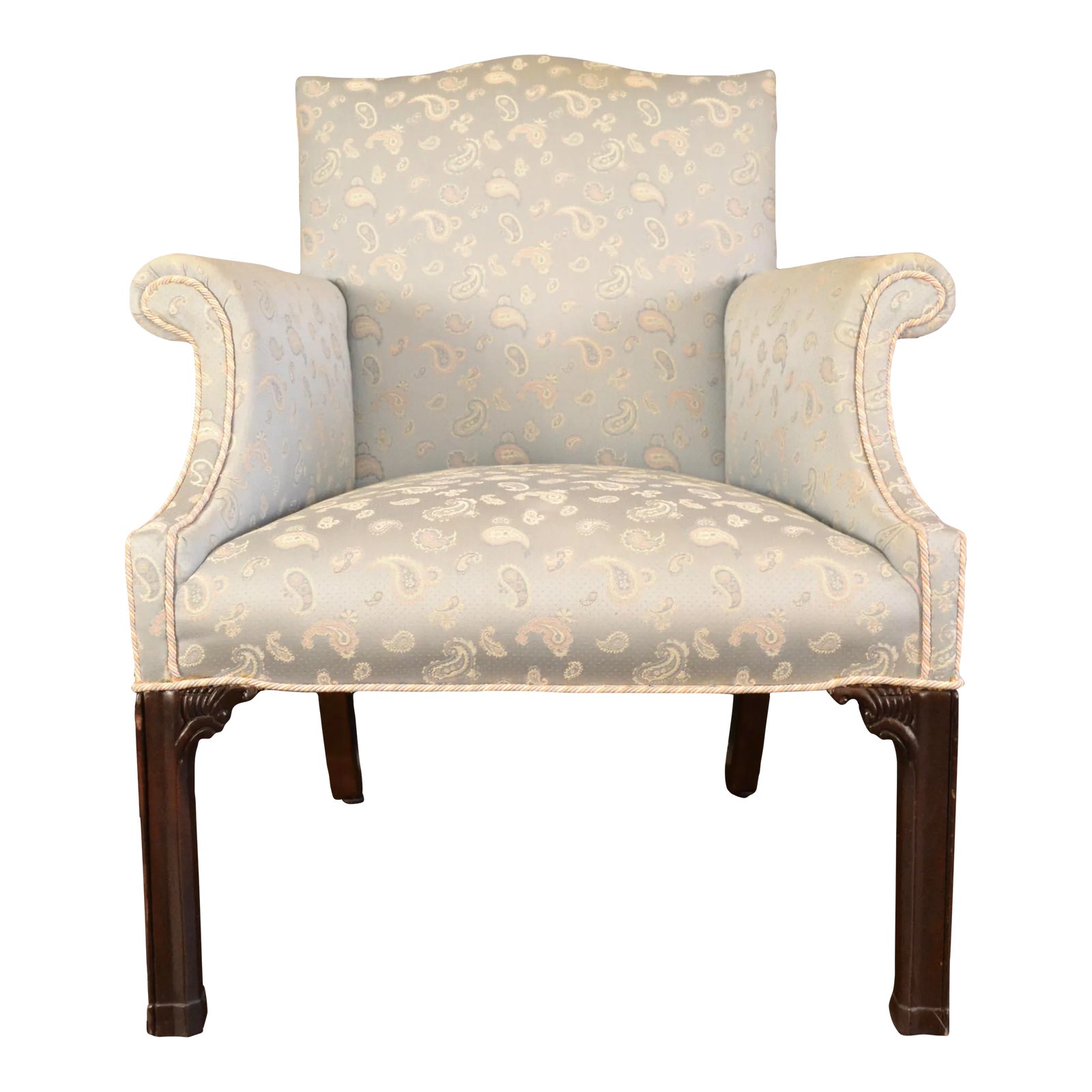 Early 20th Century English Chippendale Style Upholstered Easy Chair ...