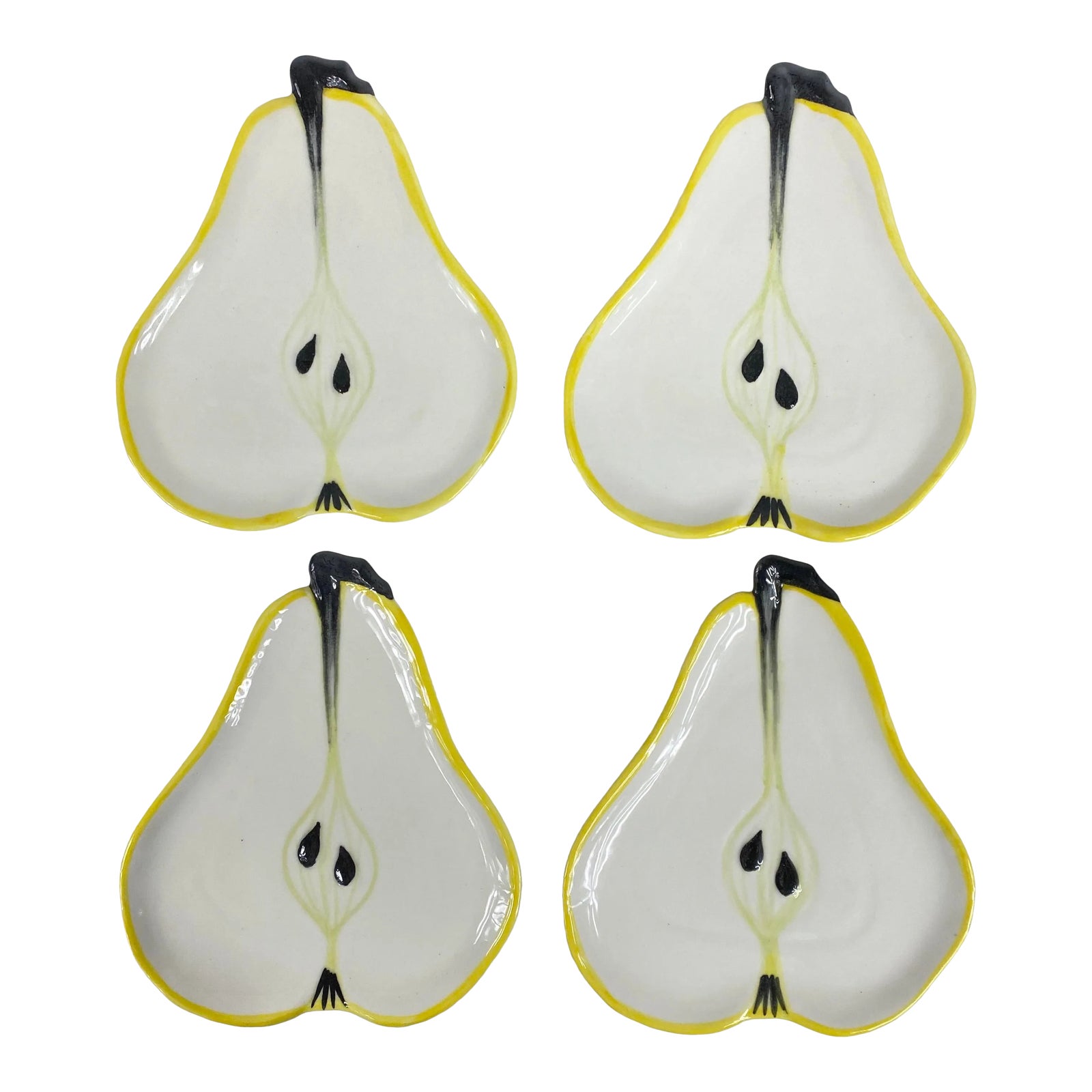 Italian Hand Painted Ceramic Pear Plates by Ernestine Canonn, Salerno ...