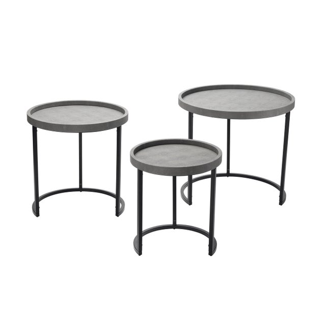 Maddox Side Tables in Grey - Set of 3 | Chairish
