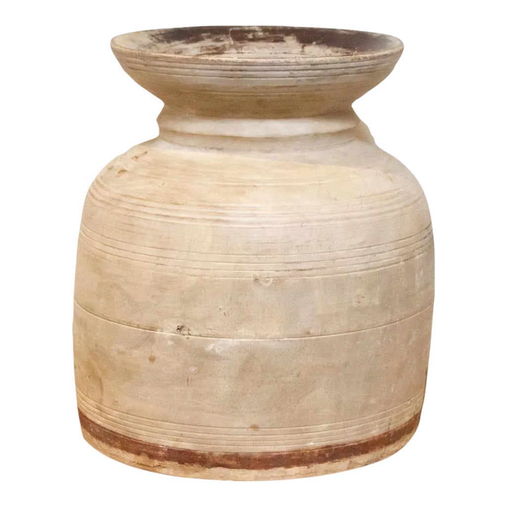 Large Sun-Bleached Wood Kitchen Pot | Chairish
