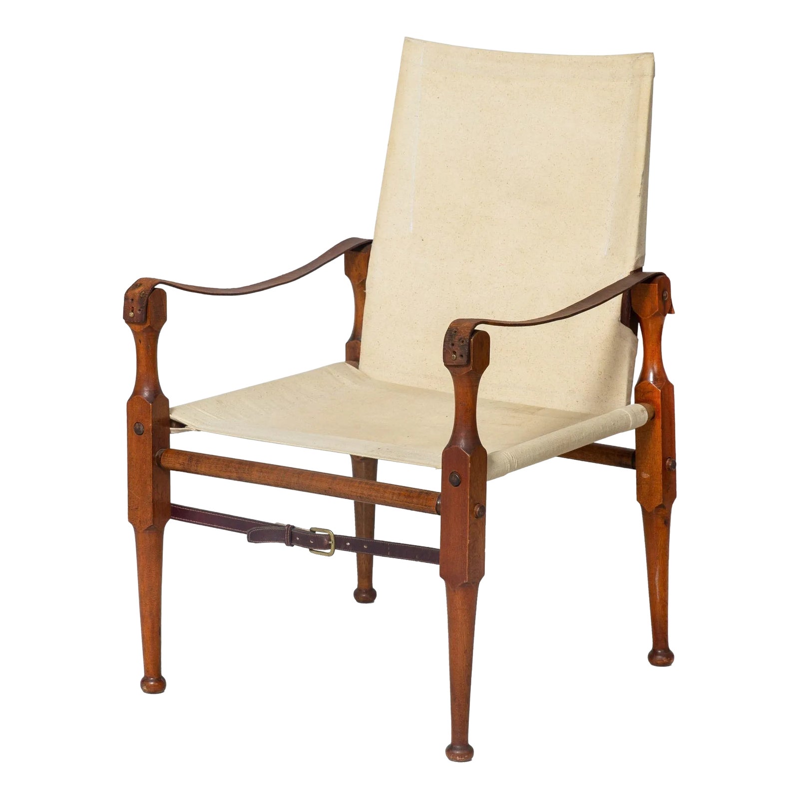 Early Authentic Antique British Roorkhee Campaign “Safari” Arm Chair ...