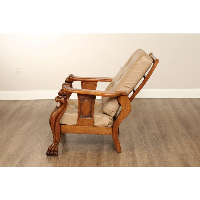 Renaissance Revival Antique Pair of Carved Oak Lion Head Reclining ...