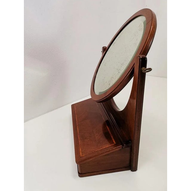 Vintage Round Table Mirror with Drawer, 1950s | Chairish