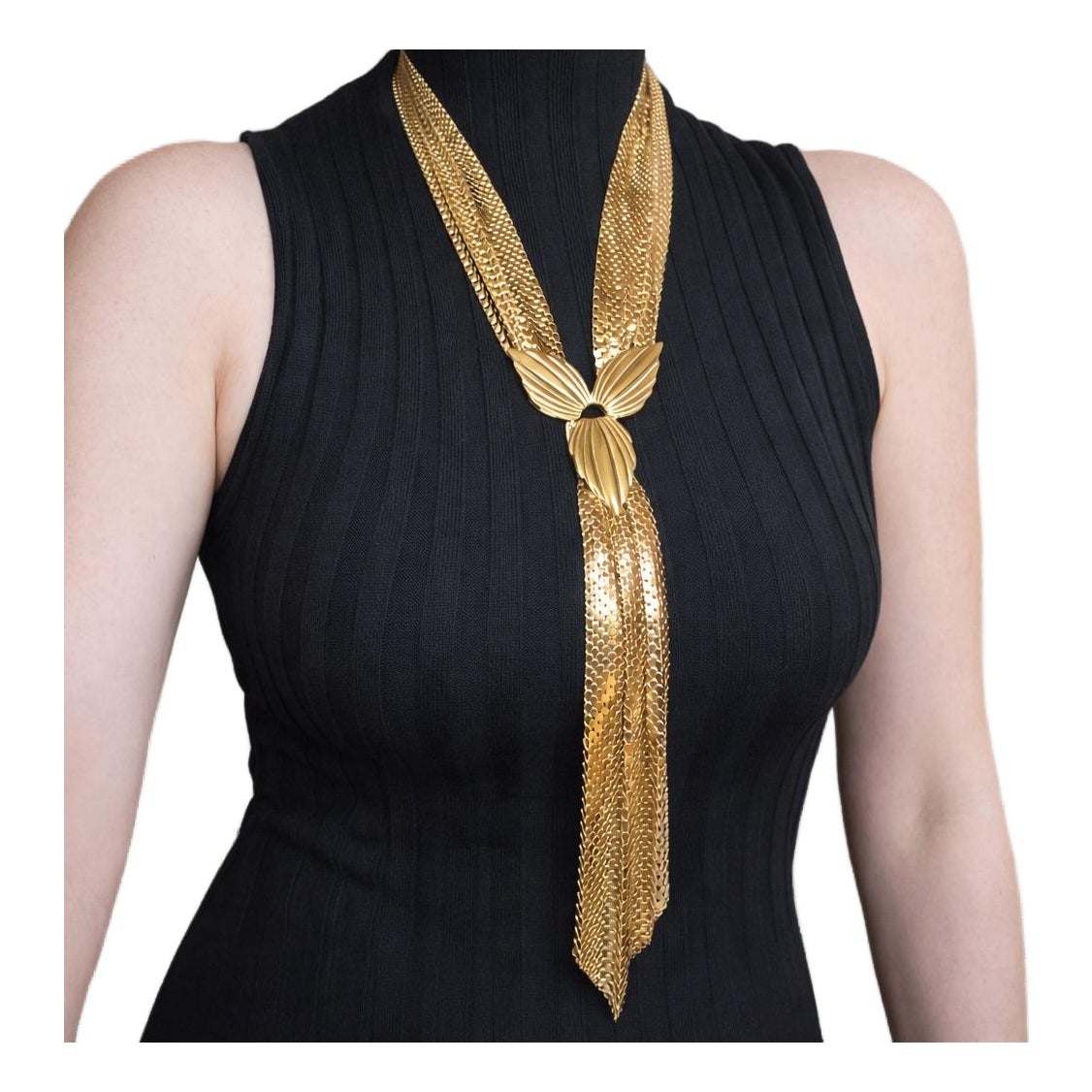 Whiting & Davis Vintage Full-Torso Mesh Necktie Necklace | Chairish