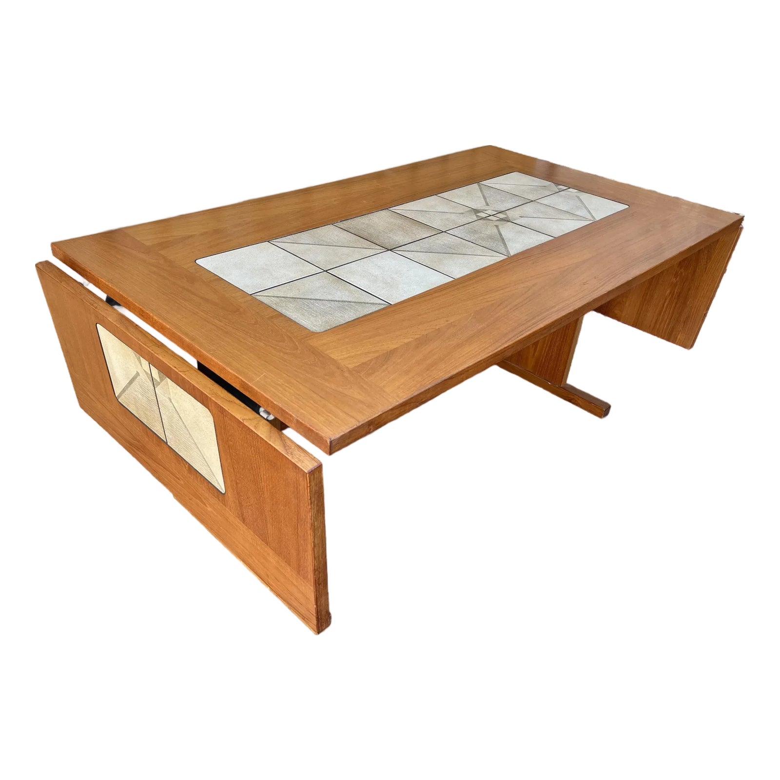 Mid Century Modern Danish Expandable Dining Table W/ Tile Inlay by ...