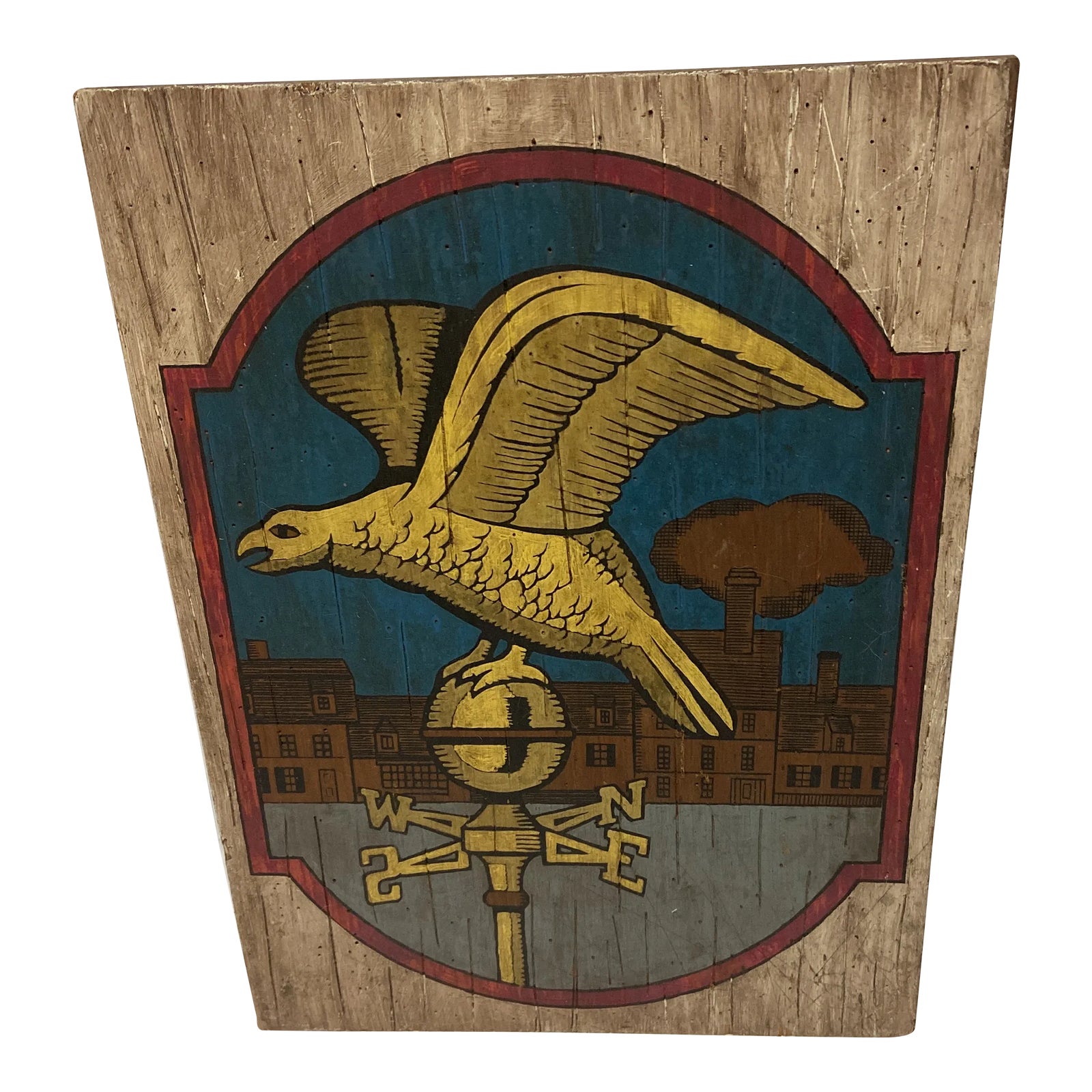 Folk Art Painting American Eagle Weathervane Wood | Chairish