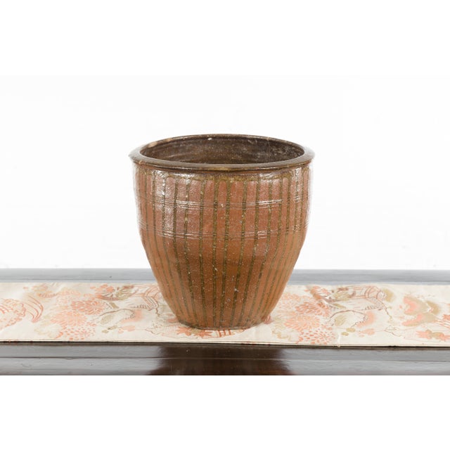 Japanese Early 20th Century Brown Tamba Tachikui Ware Pot with Dripping ...
