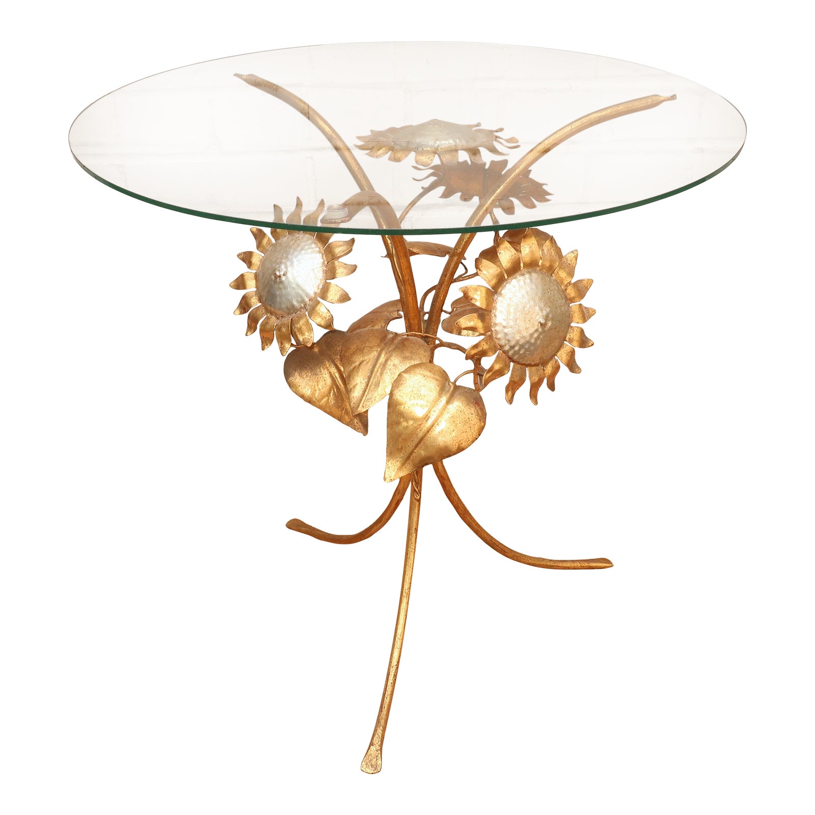 Italian Gilt Metal Sunflower Side Table, 1960’s | Chairish
