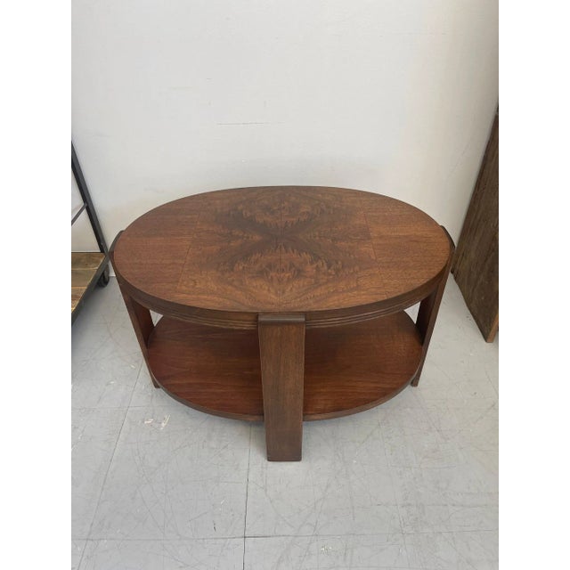 1930s Vintage Two Tier Accent Table With Book Matching Burl Accent ...