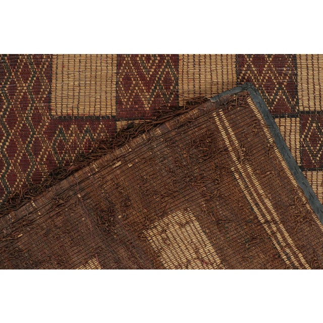 1950s Vintage Moroccan Tuareg Mat in Beige & Red Geometric Patterns ...