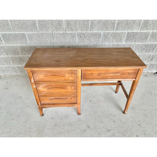 Vintage MCM Four Drawer Writing Desk | Chairish
