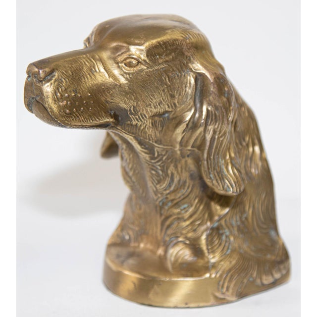 Vintage Cast Brass Sculpture of Beagle Dog Bust Bookend Paperweight ...