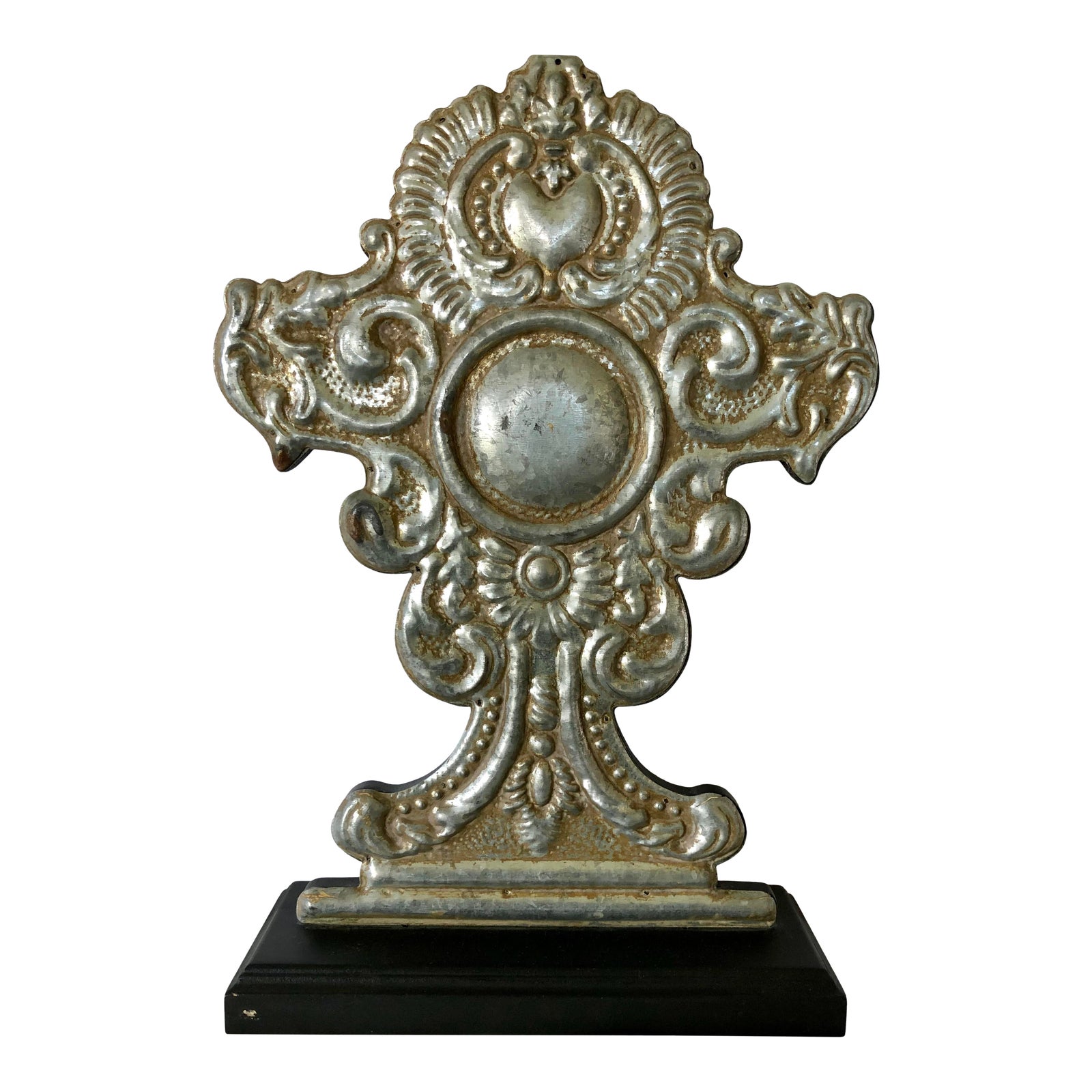 Hand Hammered Mounted Tin Cross | Chairish