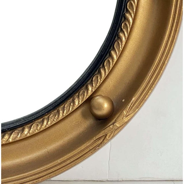 English Round Gilt Framed Convex Mirror (Dia 13) | Chairish