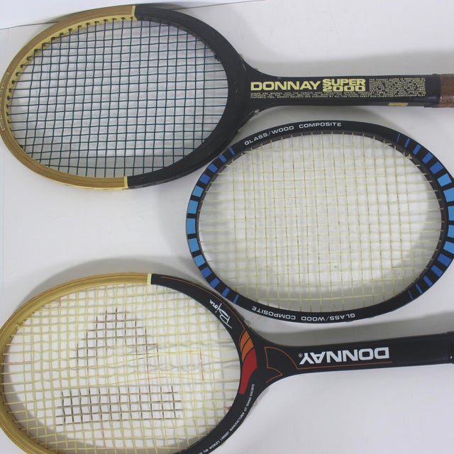 Curated Set of Black Vintage Tennis Rackets for Designer Decorating ...