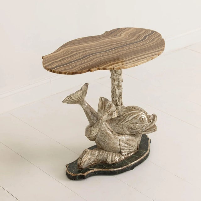 19th Century Italian Silver Leaf Dolphin Side Table With Original Wood ...