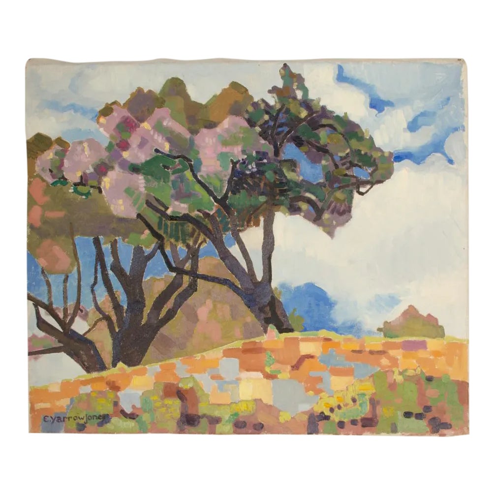 Early 20th Century "Mosaic Trees" Expressionist Style Landscape Oil ...