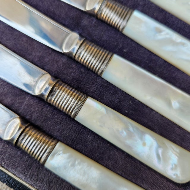 1930s Mother-of-Pearl Handled Butter Knives, Boxed- Set of 6 | Chairish