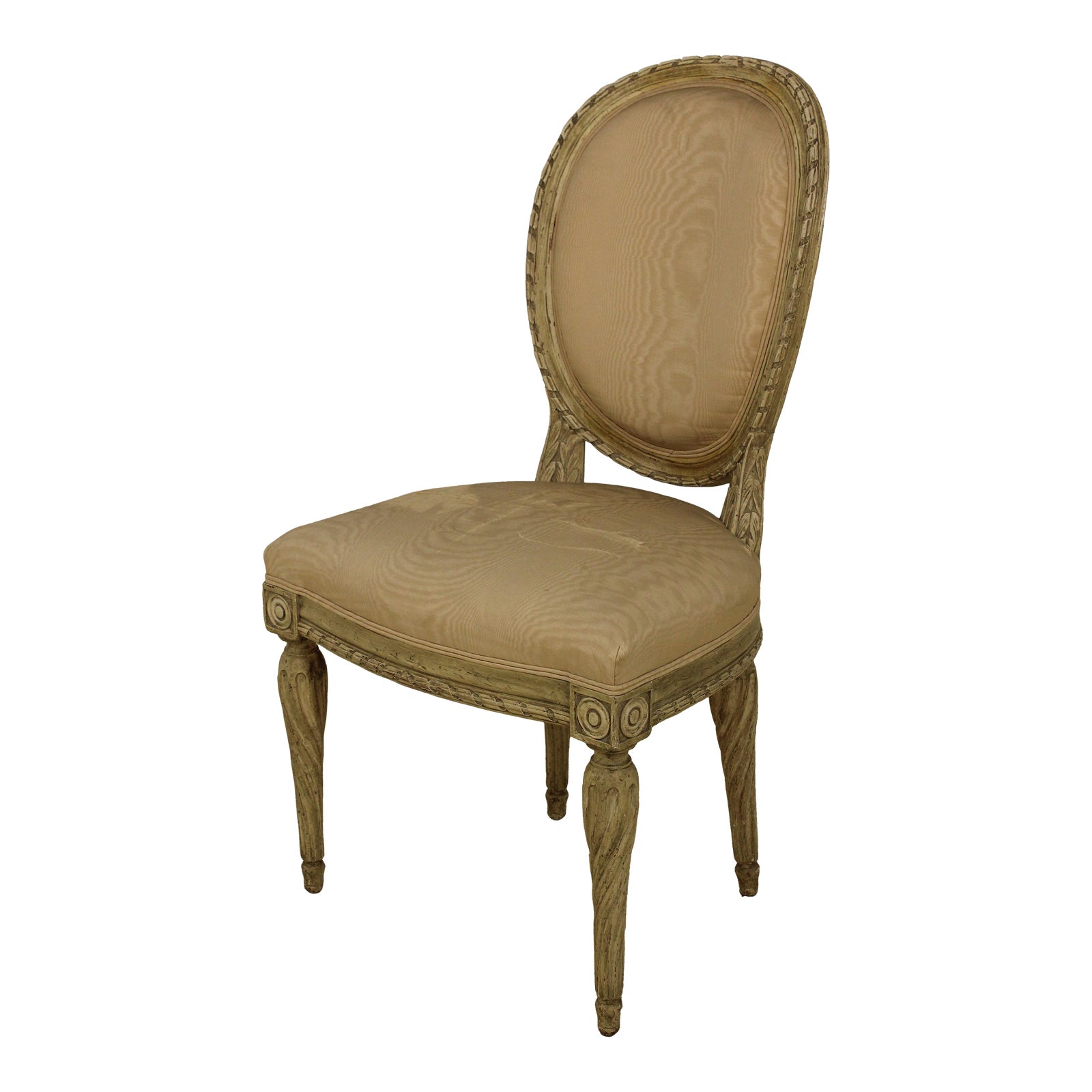 Medallion Back Upholstered French Side Chair | Chairish
