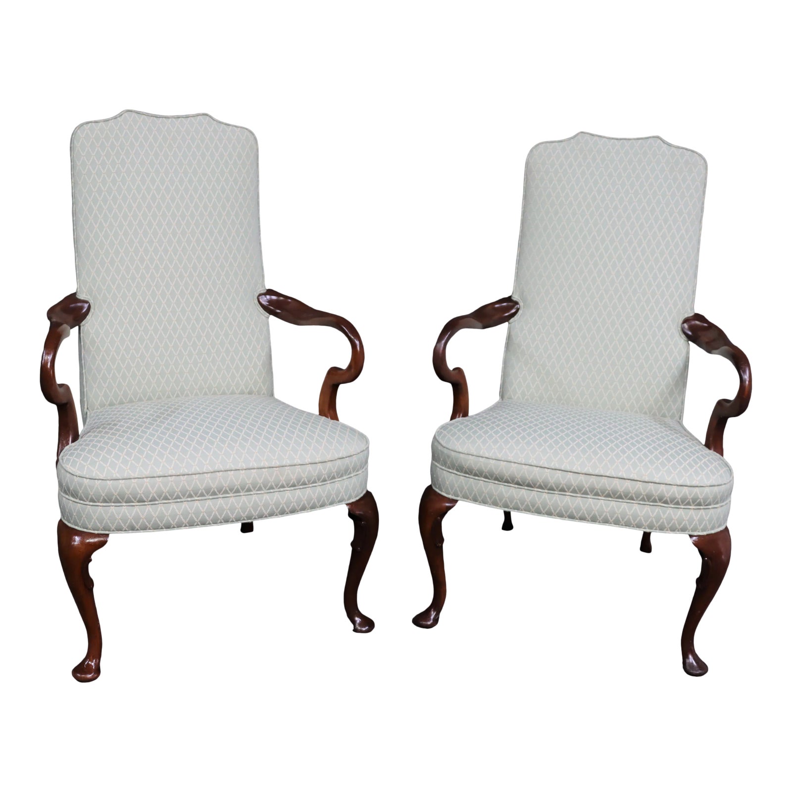 Queen Anne Cherry Shepherd Crook Arm Chairs - a Pair | Chairish