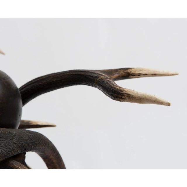 19th Century Antler Base Side Table With Glass Top | Chairish