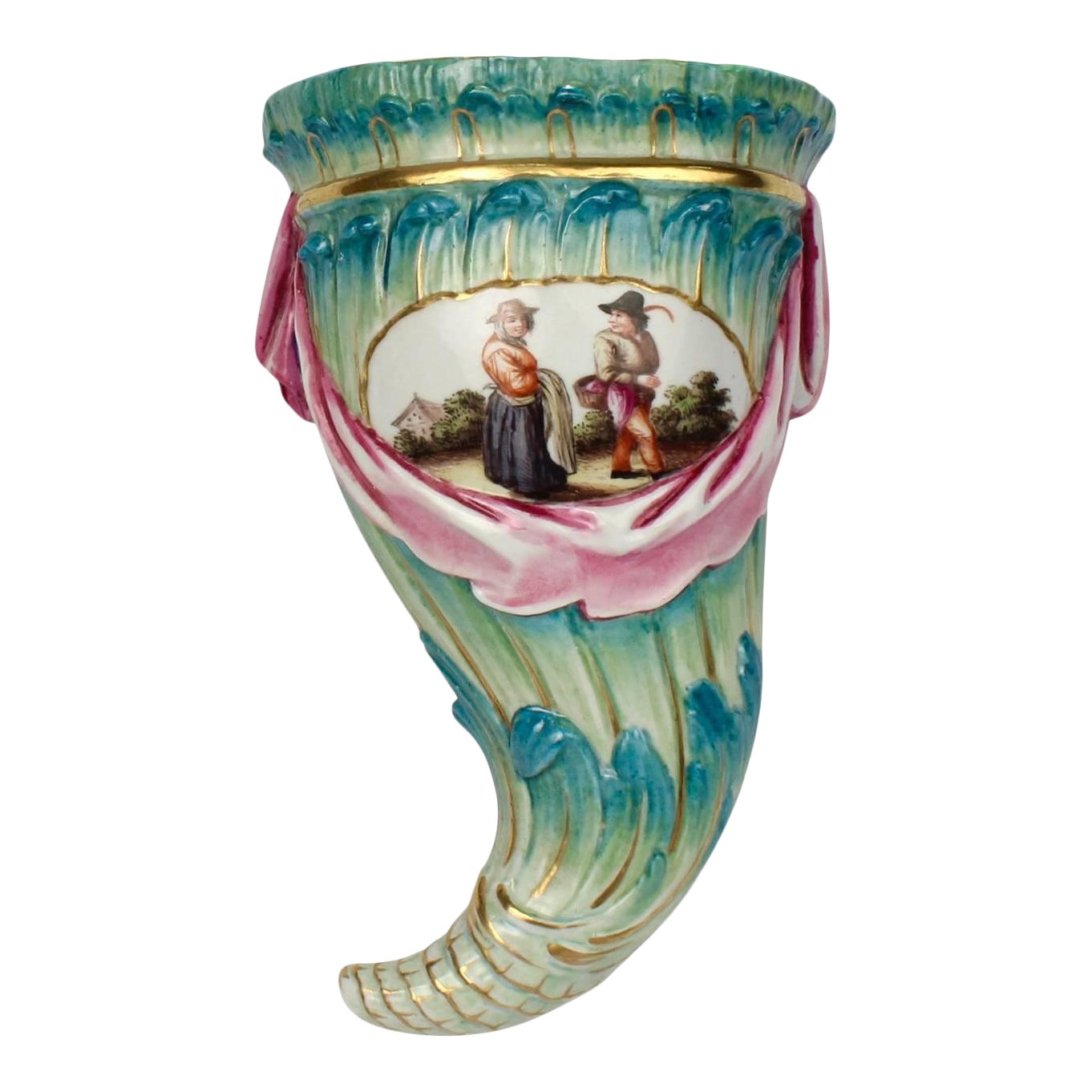 Antique Wallendorf German Porcelain Rococo Cornucopia Wall Shelf or ...